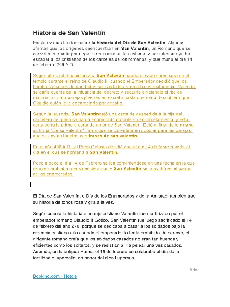 Historia de San Valentín | PDF | Diálogo | Science