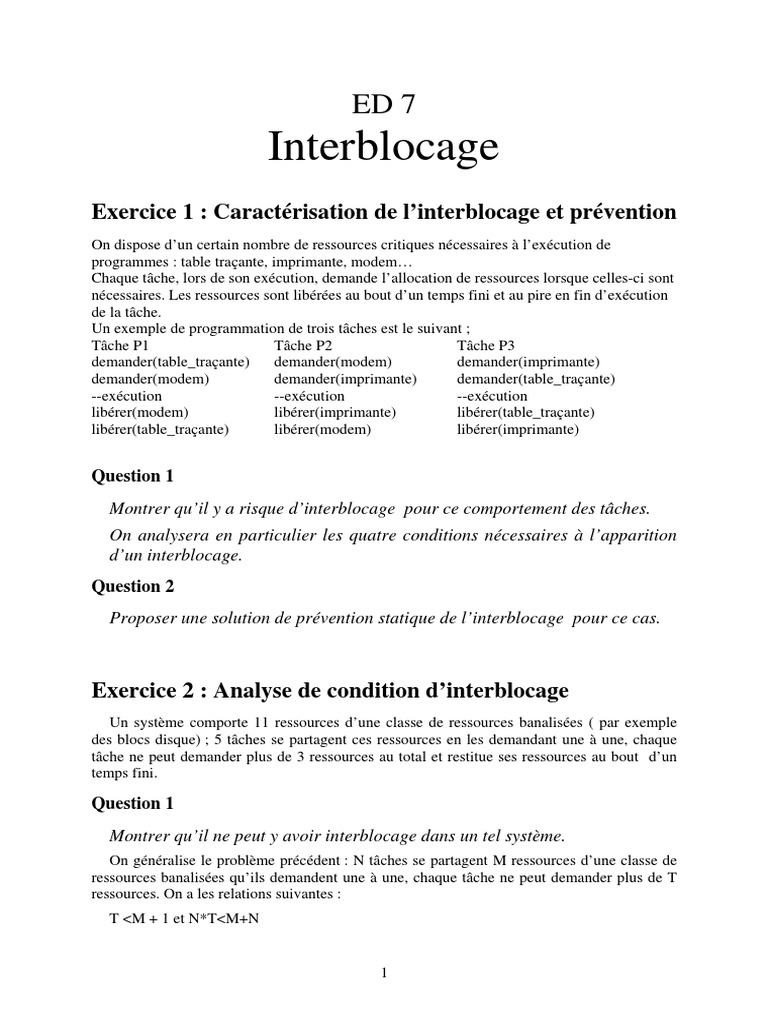 ED7 Avec Corrige | PDF | Fichier texte | Programmation concurrente