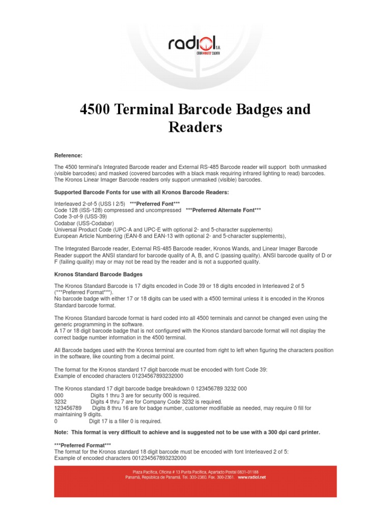 4500 Terminal Barcode Badges and Readers | PDF | Barcode | Signal ...