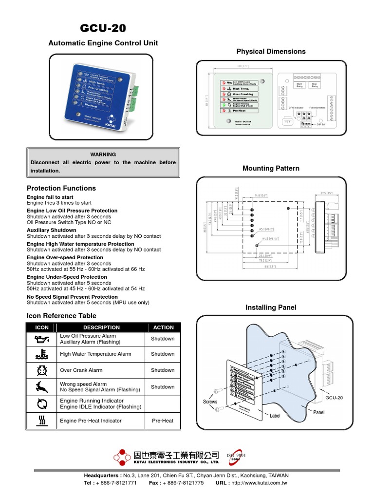 GCU-20 Automatic Engine Control Unit Guide | PDF | Computers