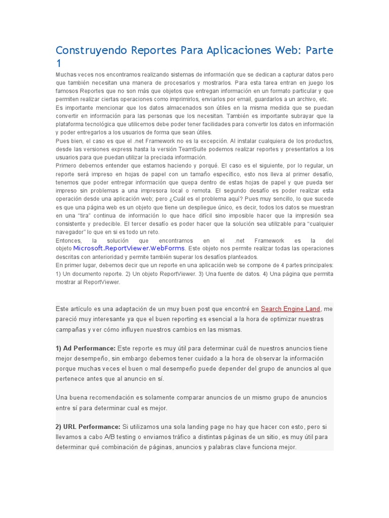 Construyendo Reportes para Aplicaciones Web | PDF | Aplicación web ...