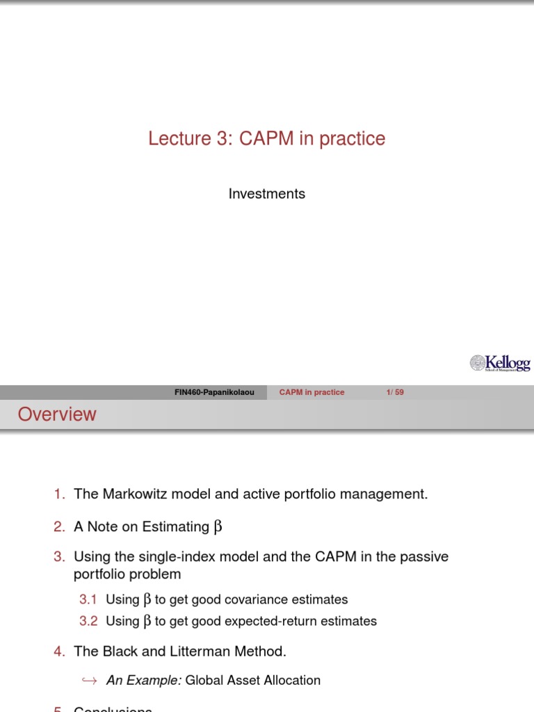 Lecture3 CAPM in Practise | PDF | Capital Asset Pricing Model | Beta ...