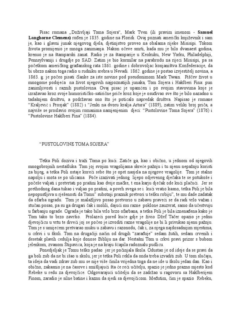 Mark Tven Tom Sojer | PDF