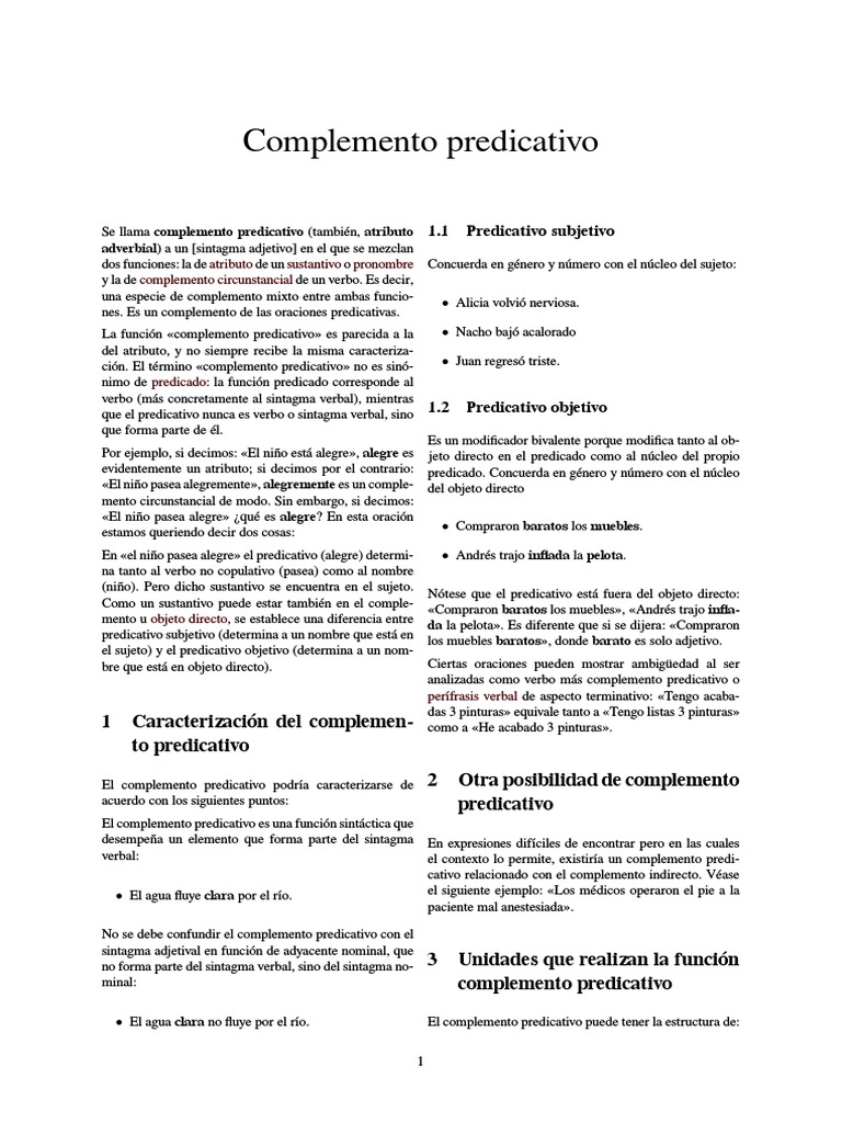 Complemento Predicativo | PDF | Semántica | Onomástica