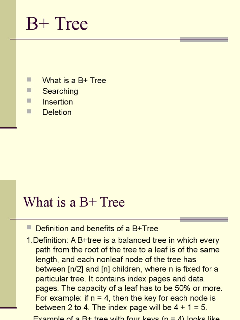 B+ Tree: What Is A B+ Tree Searching Insertion Deletion | PDF ... B+ Tree: What Is A B+ Tree Searching Insertion Deletion | PDF ...