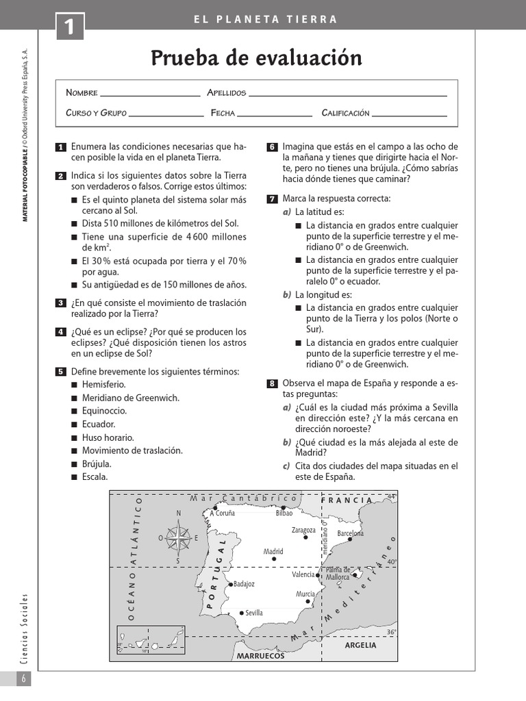 1 El Planeta Tierra Examen | Ecuador | Tierra | Prueba gratuita de 30 ...