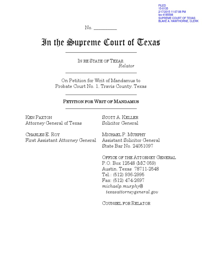 Petition for Writ of Mandamus | United States Constitution | Mandamus