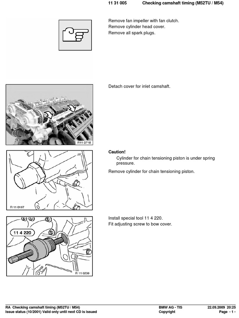 BMW M5254 Checking Camshaft Timing (M52TU - M54) | PDF | Cylinder ...