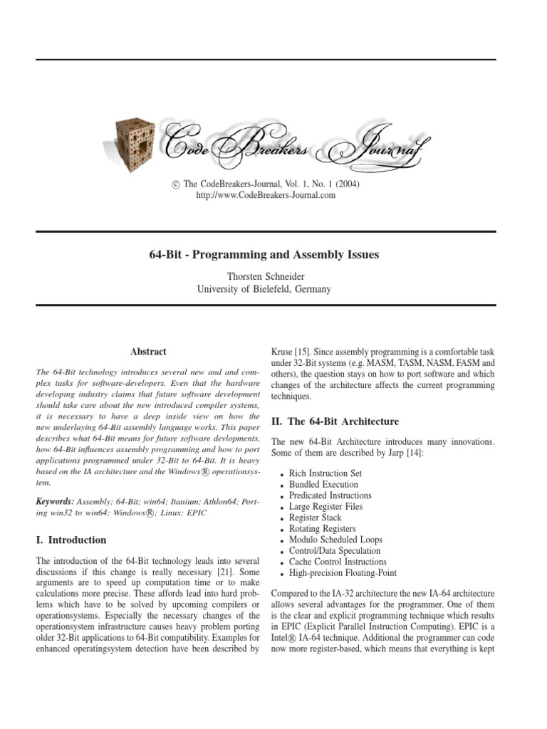 Programming And Assembly Issues Pdf 64 Bit Computing Pointer Computer Programming 