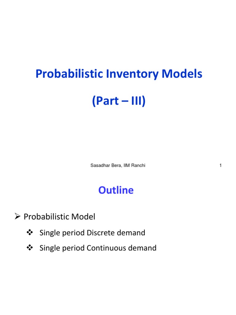 02c Probabilistic Inventory Models | Download Free PDF | Inventory | Demand