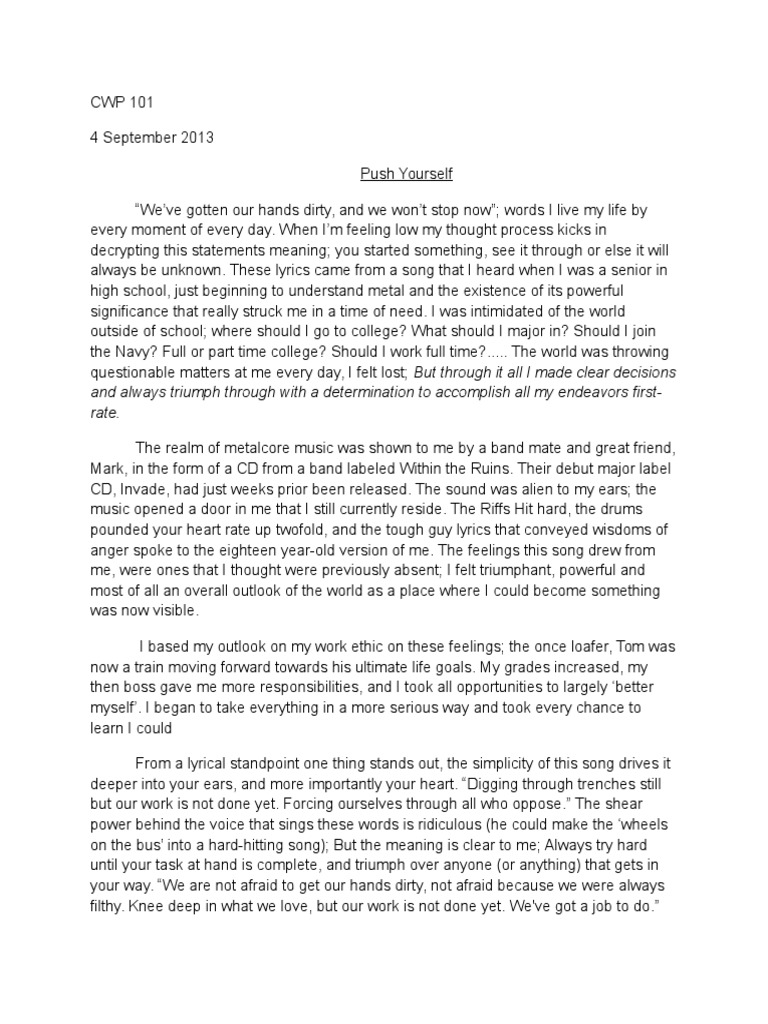 CWP 101 Song Paper Revise | PDF | Poetry