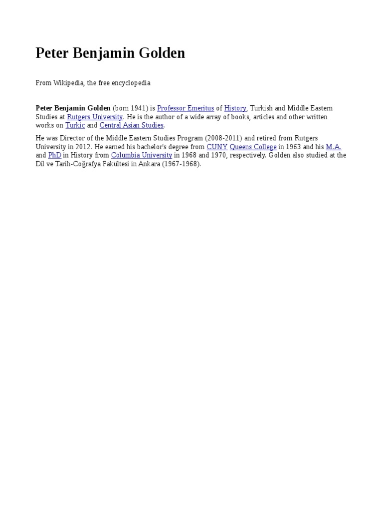 Peter B. Golden: Academic Profile | PDF