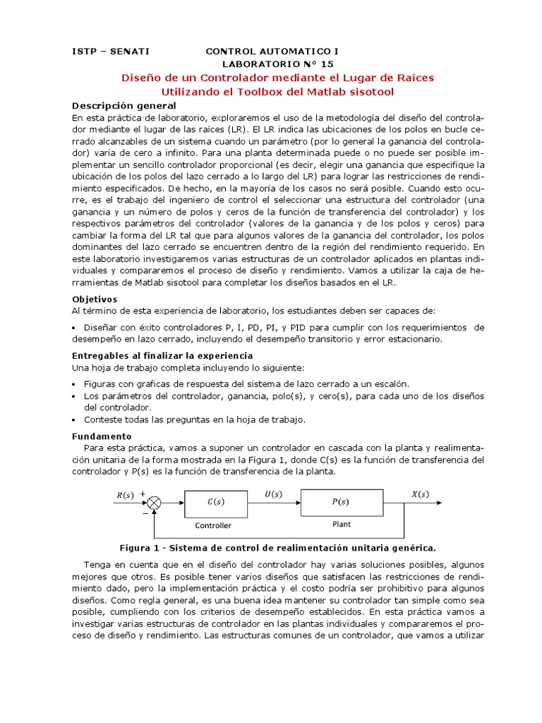 Laboratorio #15 Diseño de Controladores Con SISOTool | PDF | Point and Click | Teoría de sistemas