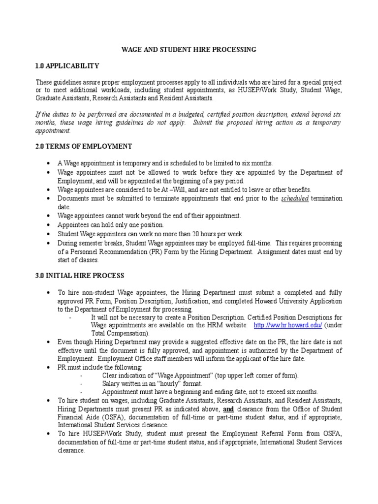 Wage and Student Hiring Processing | PDF | Employment | Economies