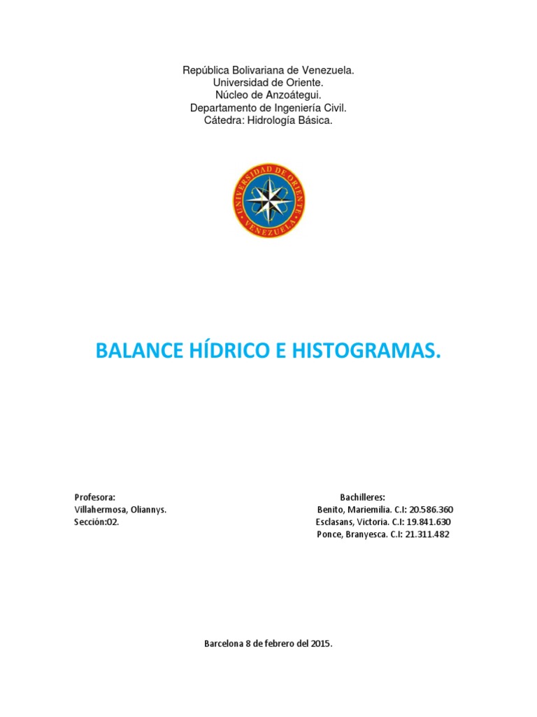 Trabajo de Hidrologia (Balance Hídrico e Hidrogramas) | PDF | Evaporación | Agua subterránea