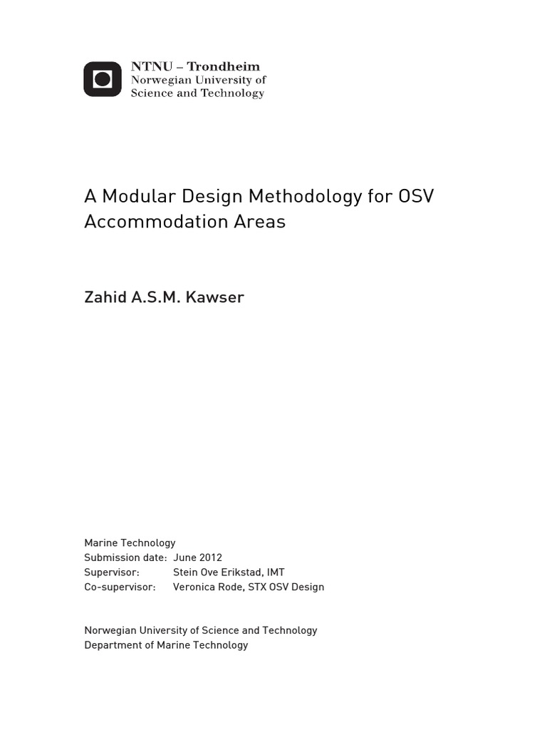 A Modular Design Methodology For OSV Accommodation Areas | PDF ...