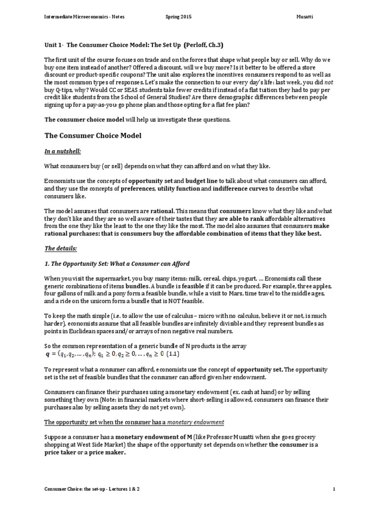 Micro Notes 1 | PDF | Utility | Microeconomics