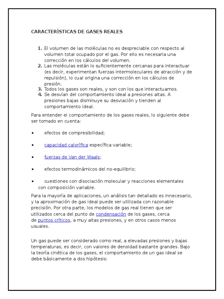 Características de los Gases Reales | PDF | Gases | Universo físico