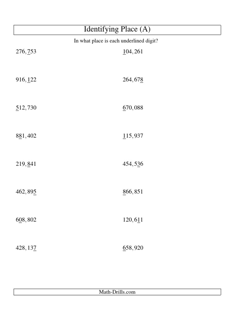 Place Value Identification Guide | PDF