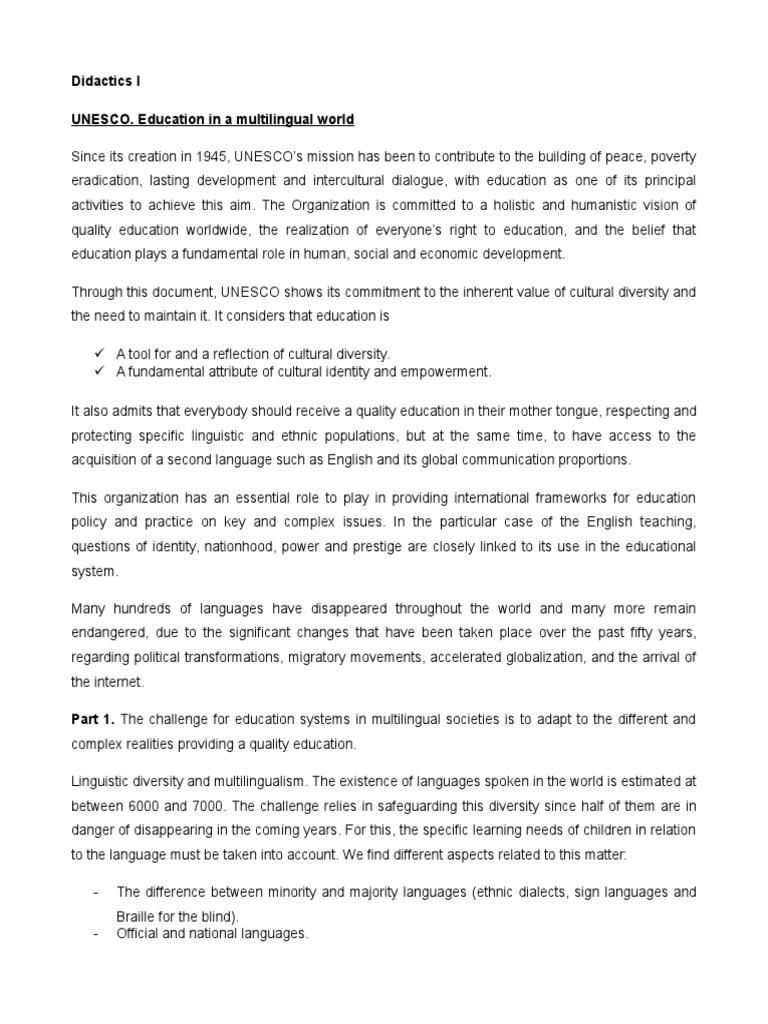 Promoting Linguistic Diversity and Multilingual Education: UNESCO's ...