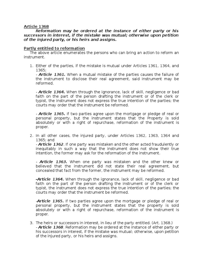Article 1368 | PDF | Civil Law (Legal System) | Public Law