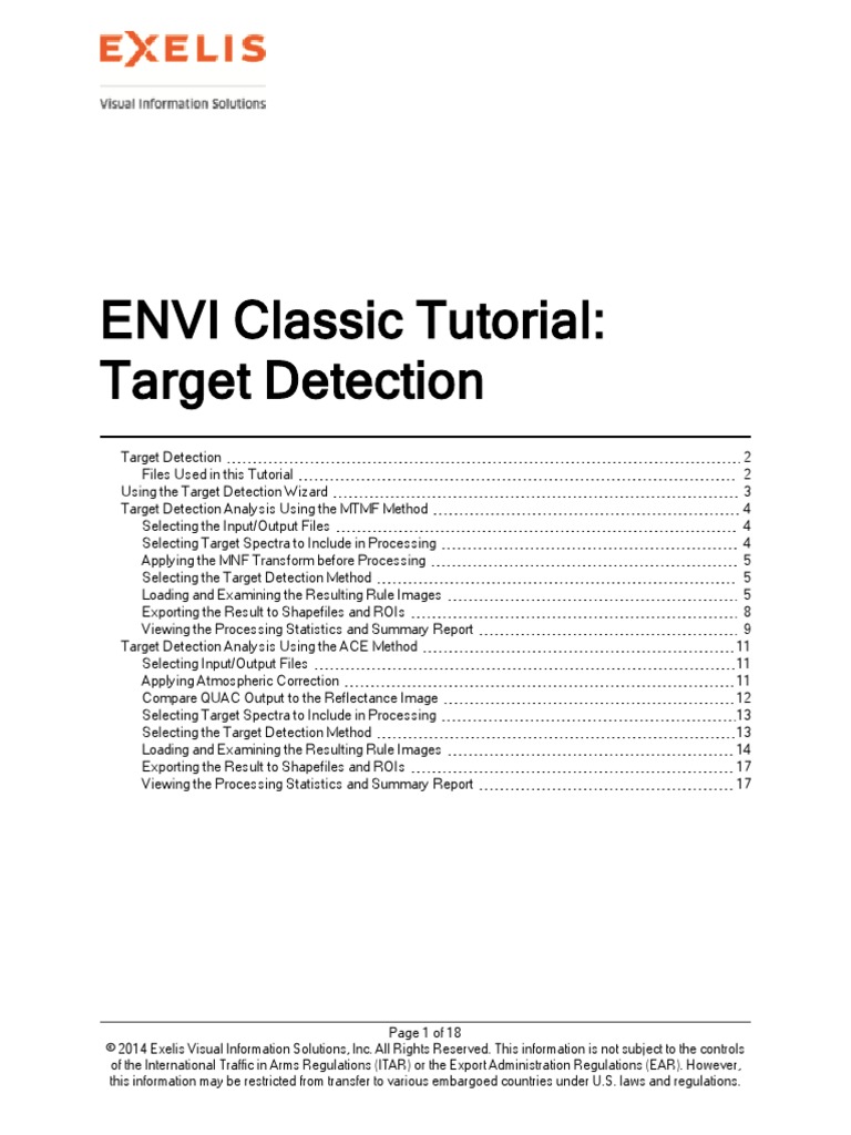 ENVI Classic Tutorial: Target Detection | PDF | Exports | Spectrum