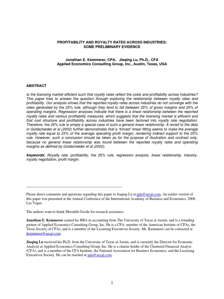 Ipmanagement Royalty Rates | PDF | Profit (Accounting) | Royalty Payment