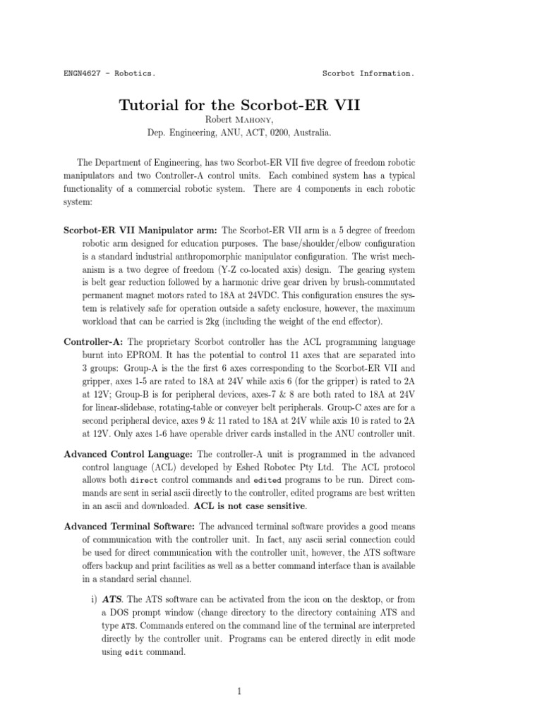 Scorbot Tutorial | PDF | Command Line Interface | Robot