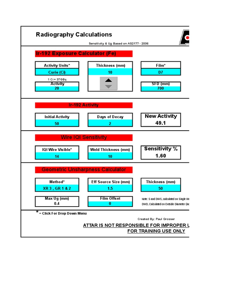 Ir-192 Exposure Time Calculation Guide | PDF | Ionizing Radiation ...
