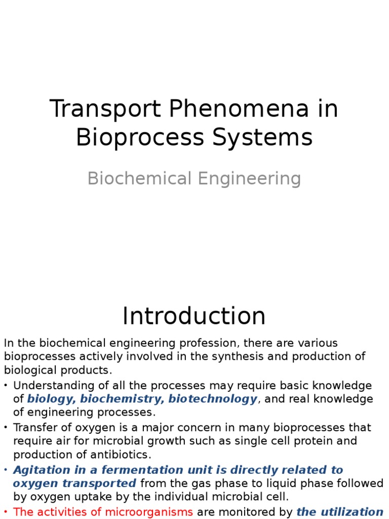 Transport Phenomena in Bioprocess Systems | PDF | Cellular Respiration ...
