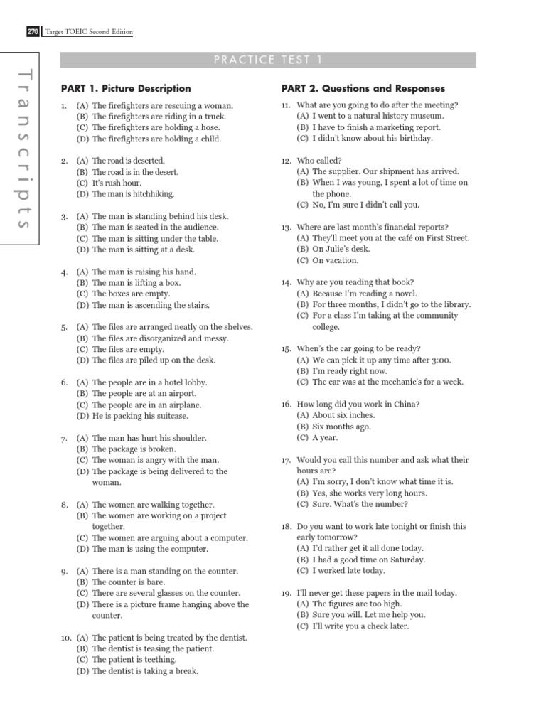 Target-Toeic-Part2 Script and Answers | PDF