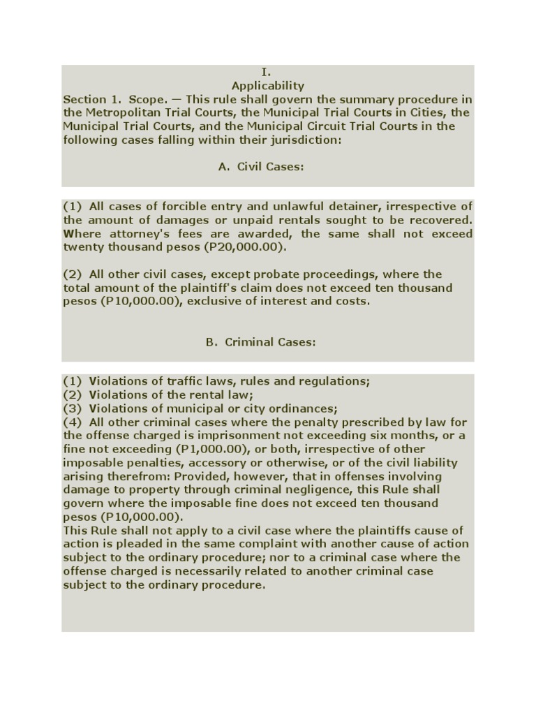 Civil Procedure Summary Procedure | PDF | Complaint | Pleading