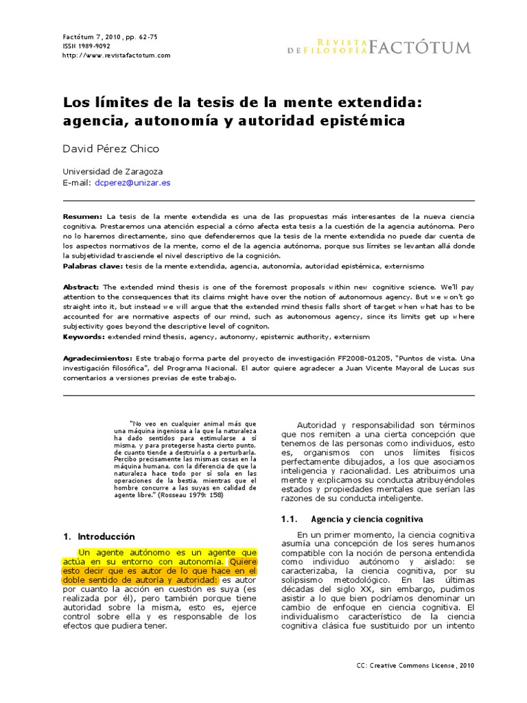 Mente Extendida | PDF | Mente | Racionalidad