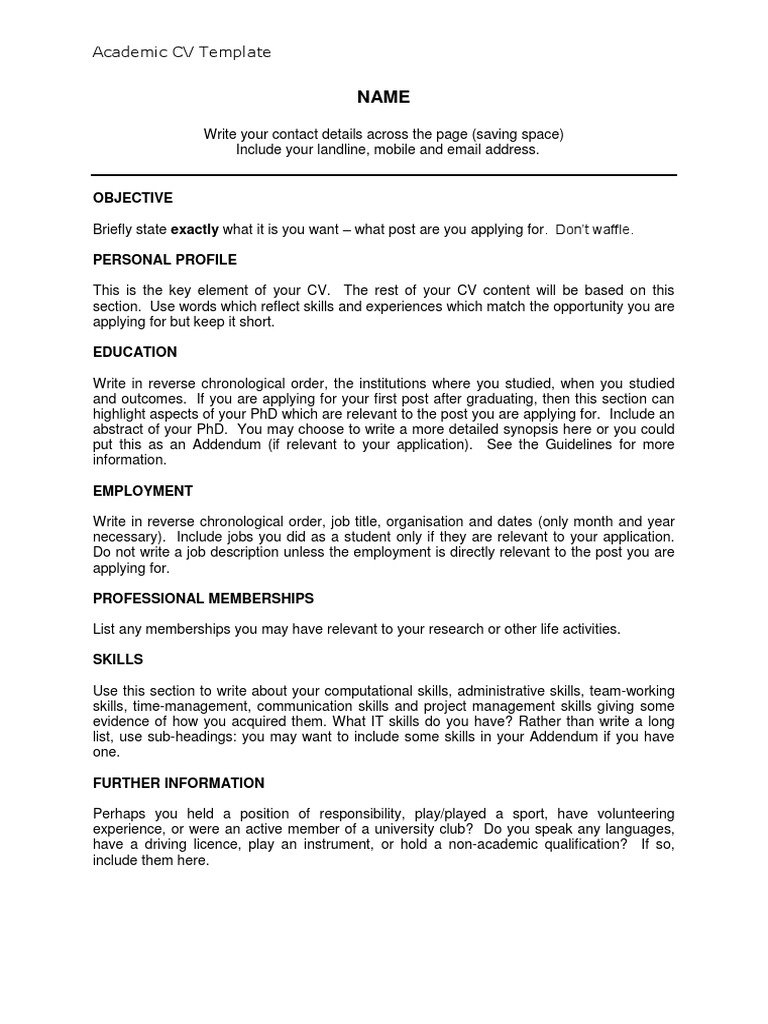 Academic CV Template | PDF | Thesis | Academia