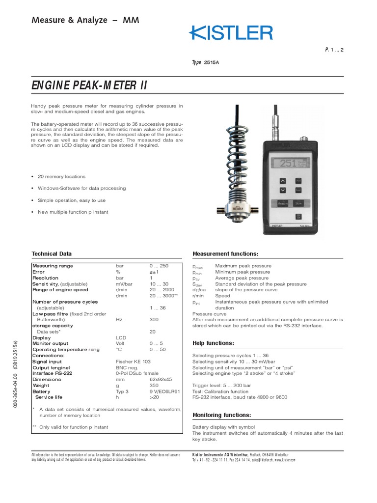 ACC 2515A Engine Peak Meter | PDF | Sensor | Engines