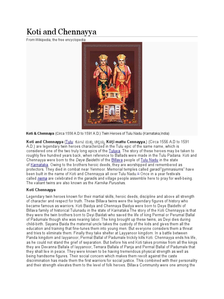 Koti and Chennayya: From Wikipedia, The Free Encyclopedia | PDF ...