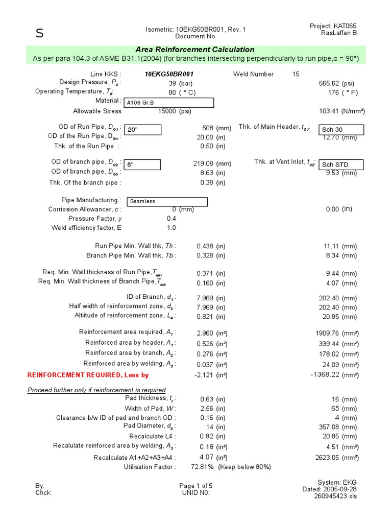 Pipe Area Reinforcement Calculation | PDF | Pipe (Fluid Conveyance ...