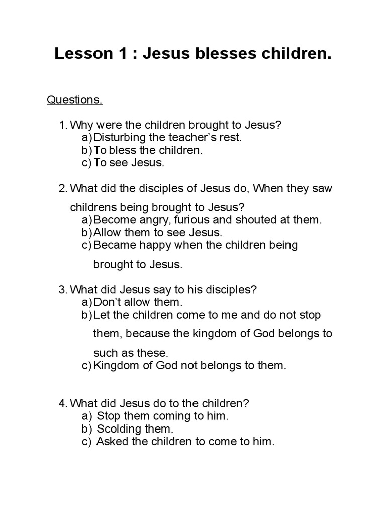 Sunday School Exam Papers-2 | PDF | Satan | Jesus