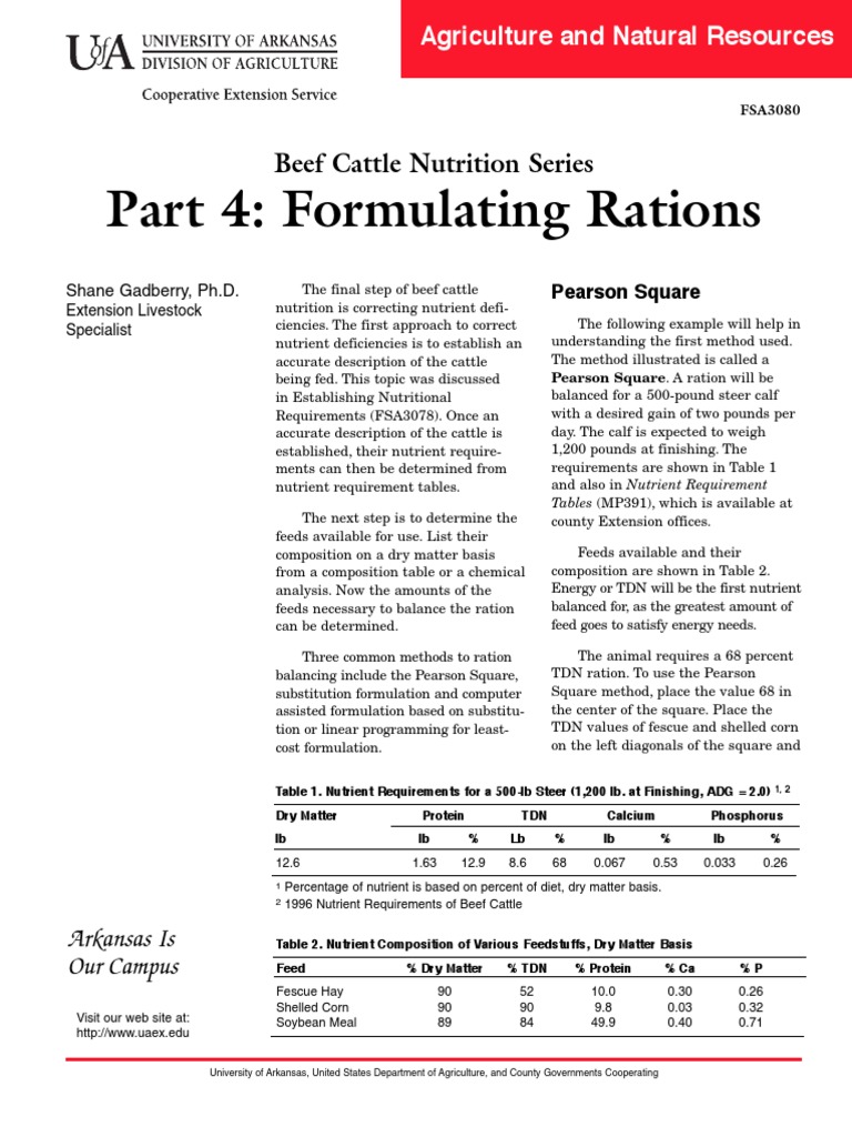 Formulating Rations | PDF | Animal Feed | Cattle