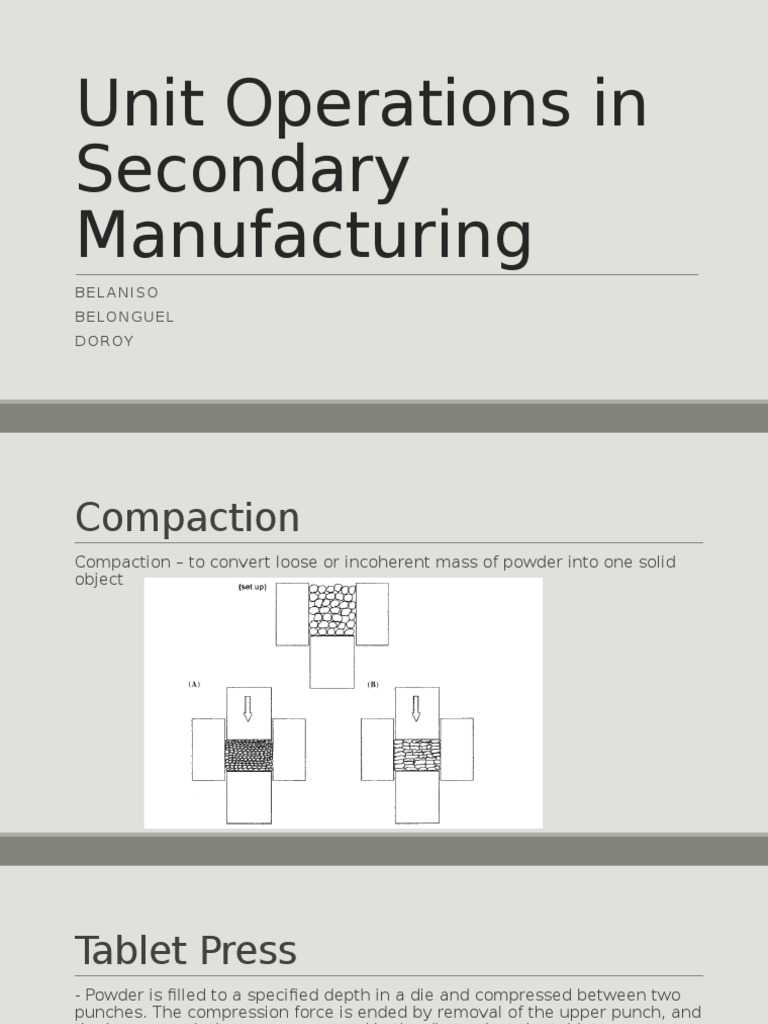 Unit Operations in Secondary Manufacturing | PDF | Tablet (Pharmacy ...
