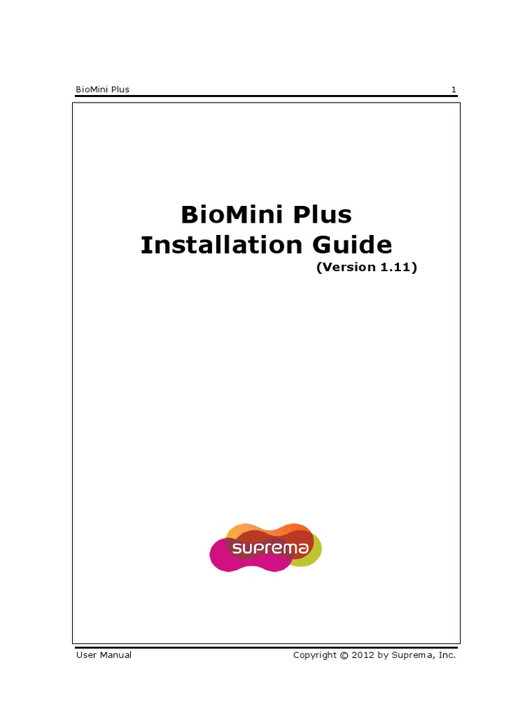 Suprema BioMini Plus Installation Guide | PDF | Image Scanner ...