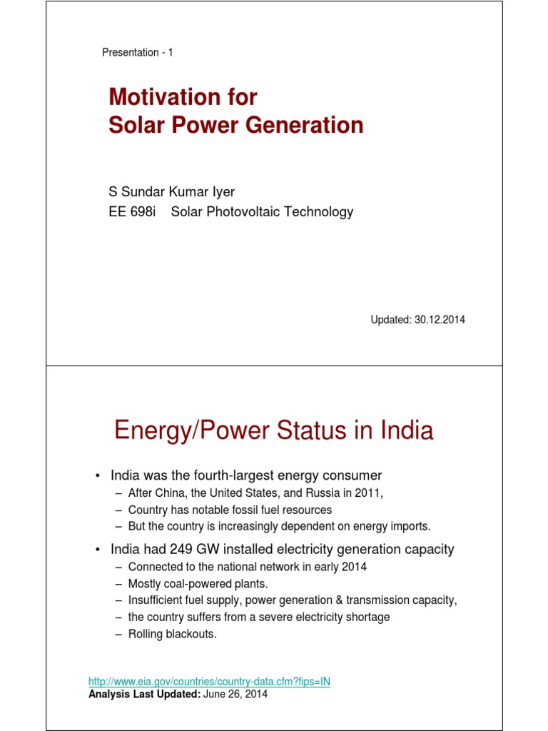 Motivation For Solar Power Generation: Energy/Power Status in India ...