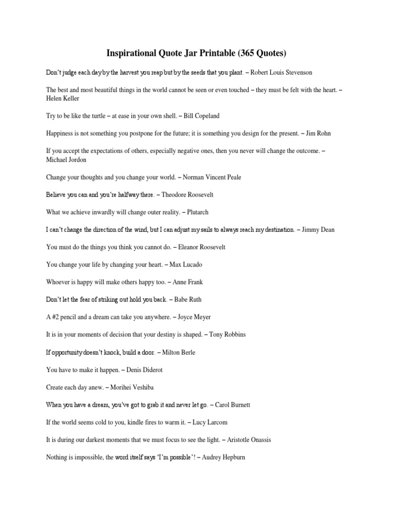 Inspirational Quote Jar Printable | PDF