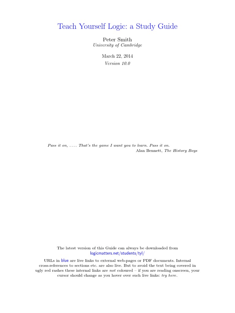 Teach Yourself Logic: A Study Guide: Peter Smith | PDF | Mathematical ...