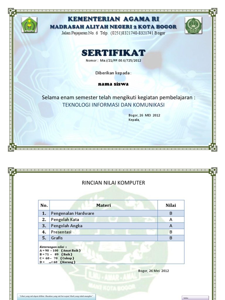 Blanko Sertifikat Komputer | PDF