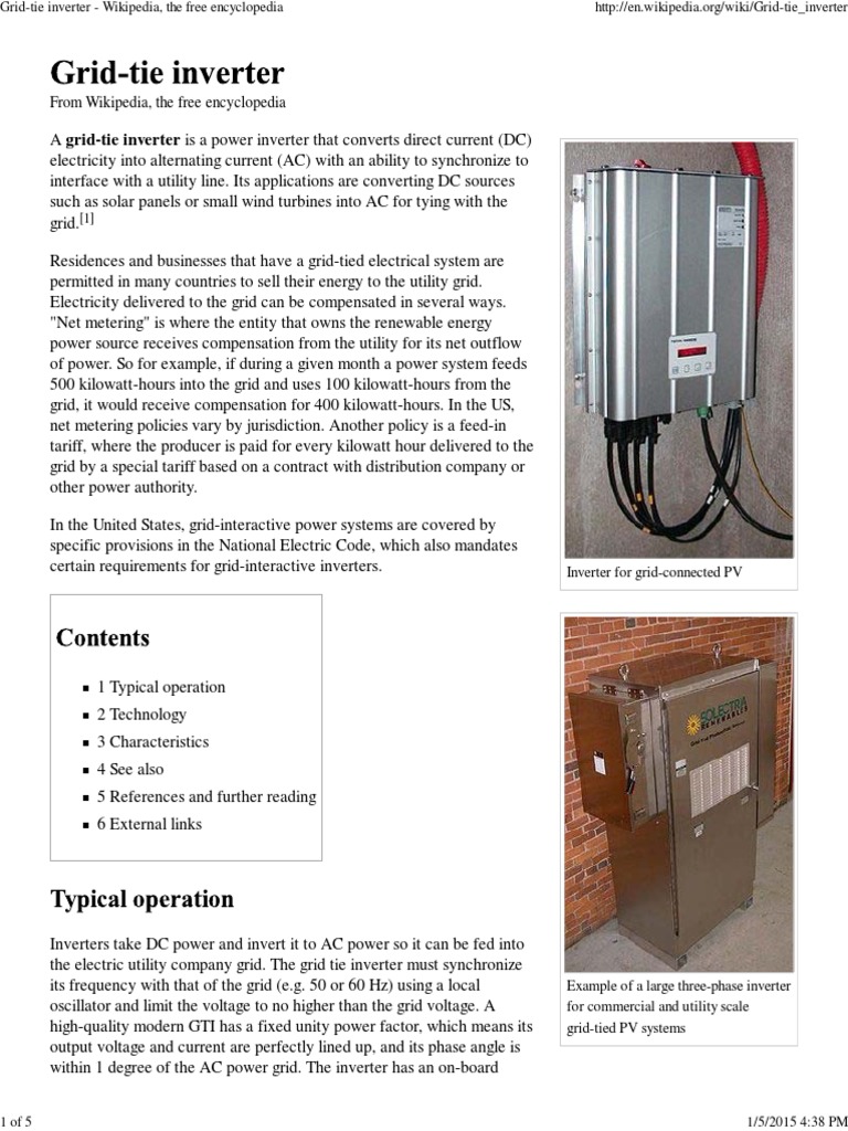 Grid-Tie Inverter - Wikipedia, The Free Encyclopedia | PDF | Power ...
