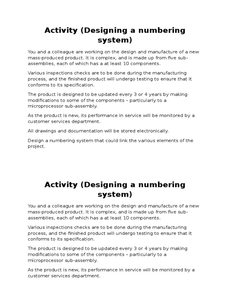 Activity - Designing A Numbering System | PDF | Computers | Technology & Engineering
