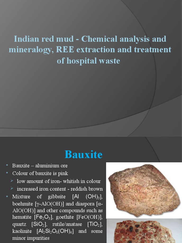 Indian Red Mud - Chemical Analysis and Mineralogy, REE Extraction and ...