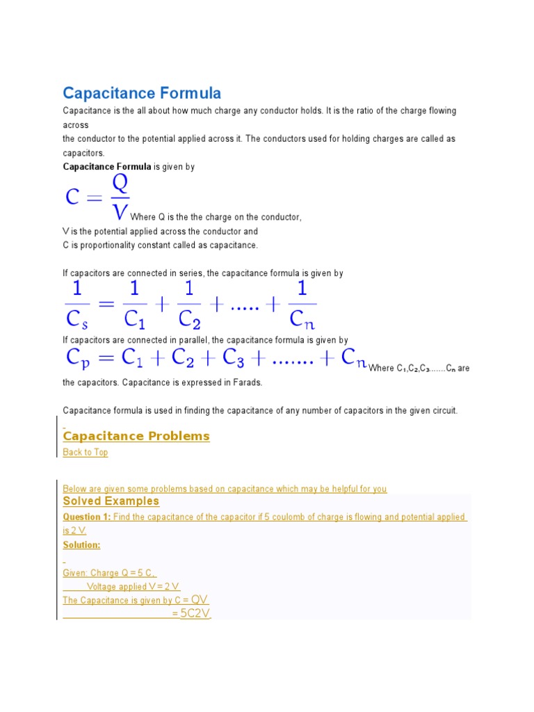 Capacitance Formula