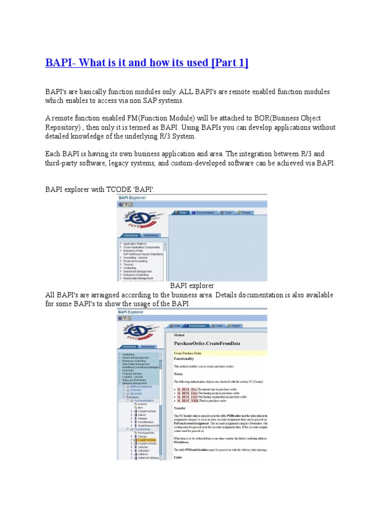 Bapi What Is It And How Its Used Part 1 Pdf Parameter Computer Programming Variable 